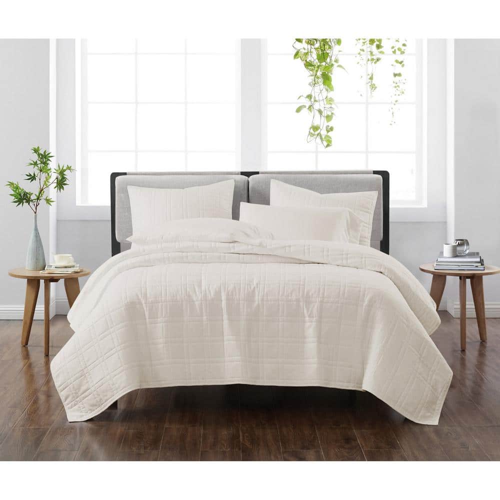 CANNON Solid Ivory Full/Queen 3-Piece Quilt Set QS3941IVFQ-2300 - The ...
