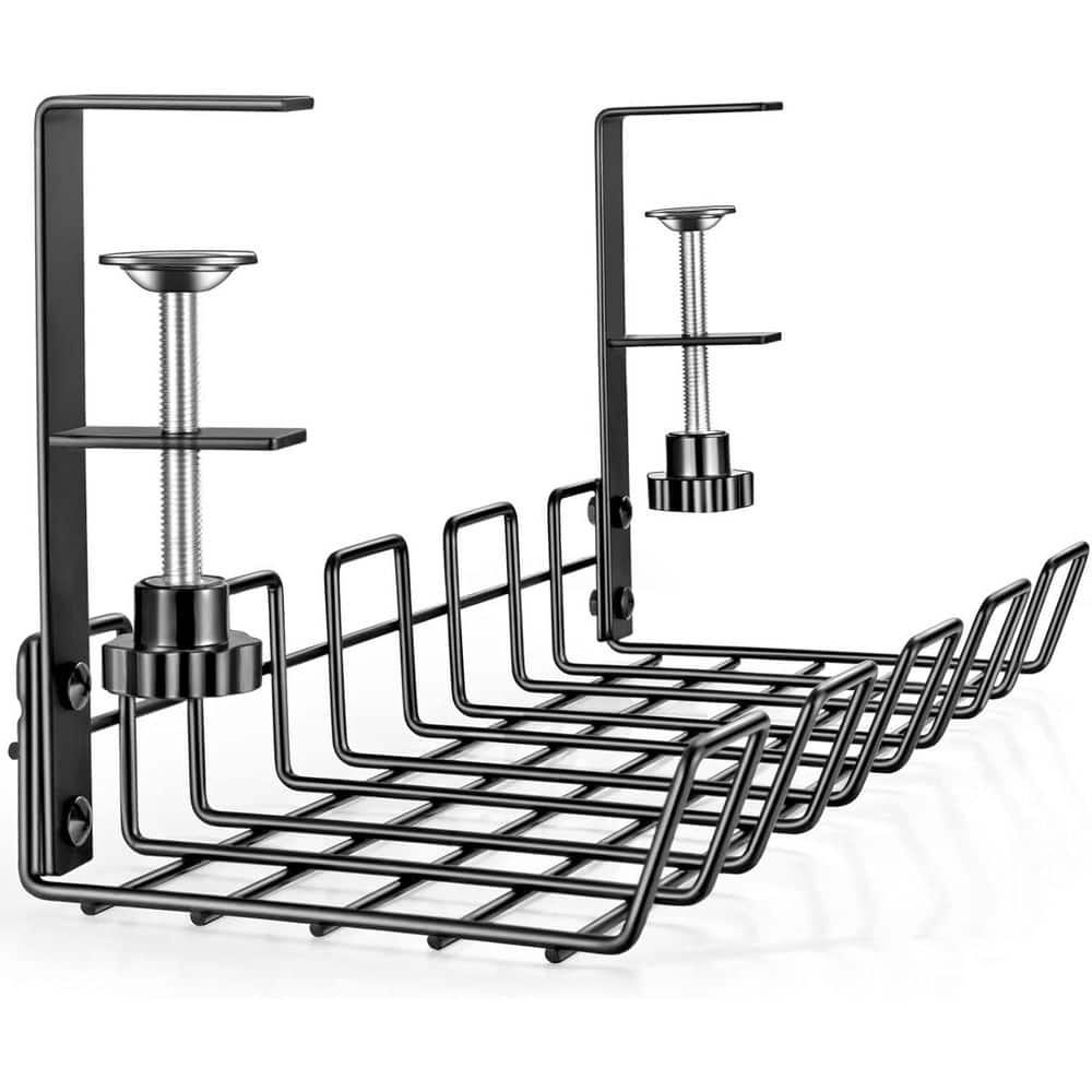 Yichuhaoxi Under Desk Cable Management Tray in Black Organizer No Drill Installation for Home ...