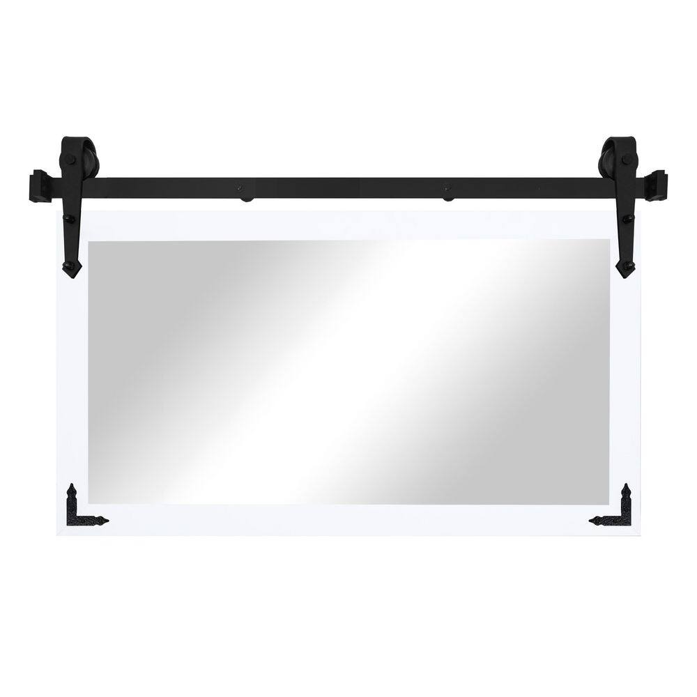 Rayne Mirrors (33 in. H x 46 in. W) White Horizontal Mirror with Steel ...