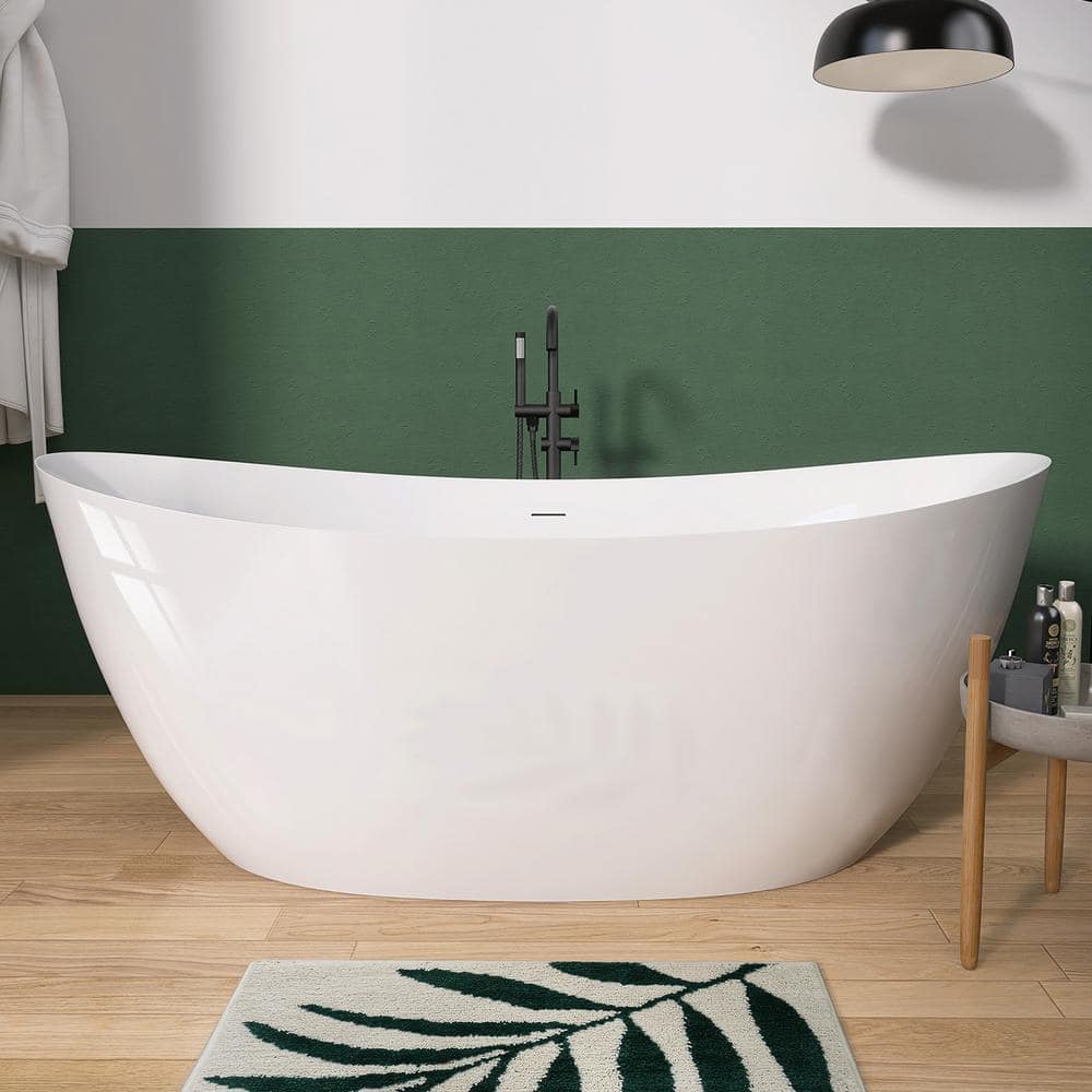 NTQ 63 in. x 31 in. Soaking Bathtub Free Standing Tub Double Slipper ...