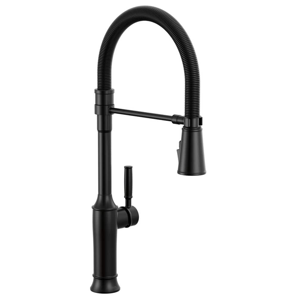 Delta Renaldi Spring Spout Matte Black 22.63 in. H Pull Down Sprayer ...