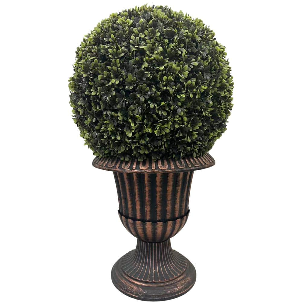 Seafuloy 2 ft Height Potted Artificial Boxwood Tree Topiary Ball Fake ...