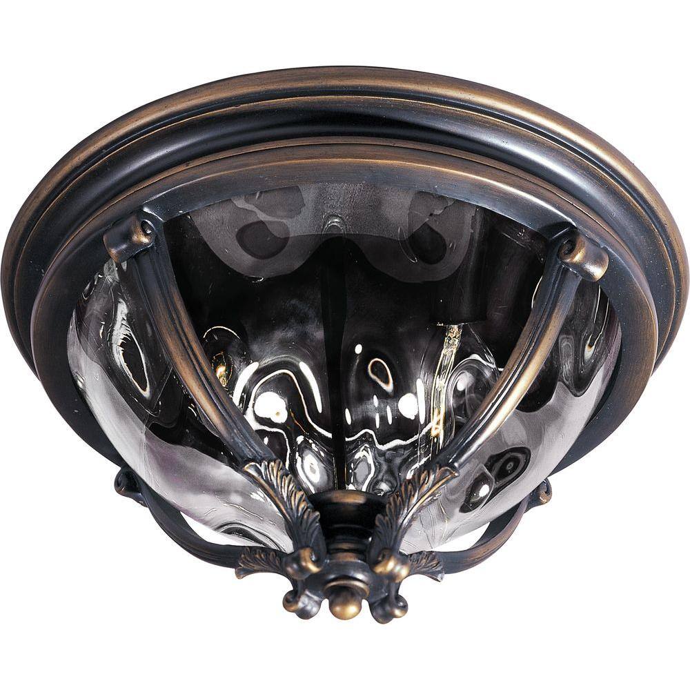 Maxim Lighting Camden Vivex 3-Light Golden Bronze Outdoor Flushmount ...
