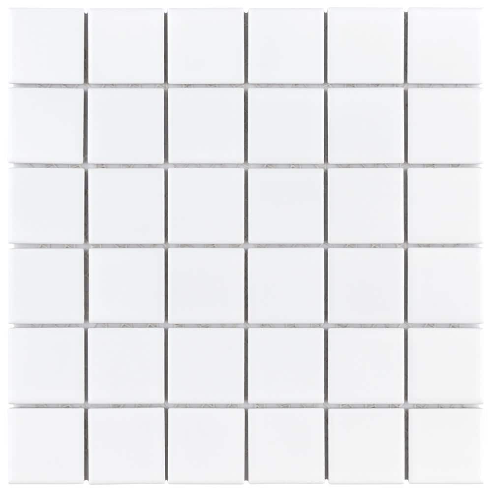 Merola Tile Metro Quad Matte White 6 in. x 6 in. Porcelain Mosaic Take ...