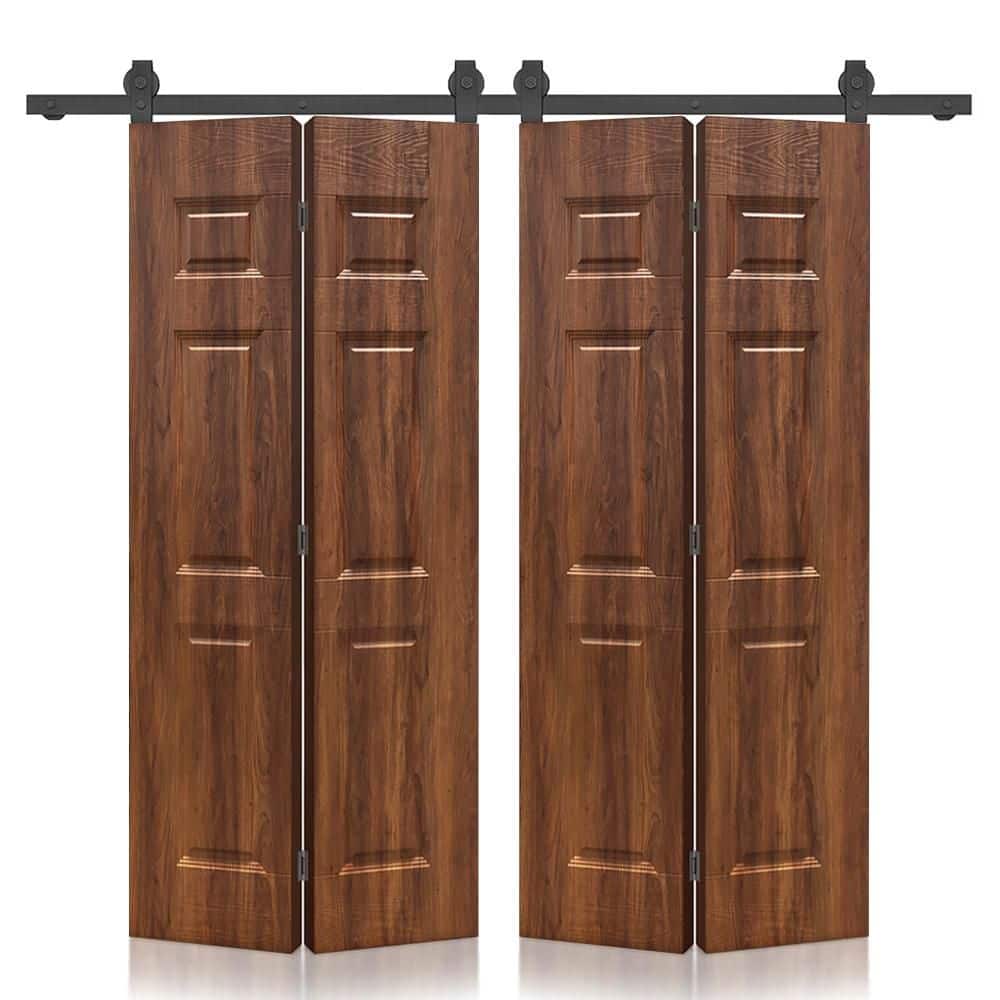 CALHOME 64 in. x 82 in. 6 Panel Hollow Core Walnut Composite Texture ...