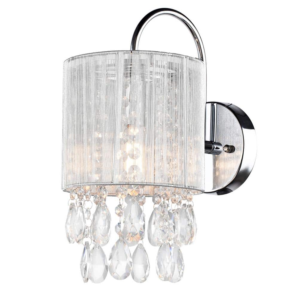 CLAXY 10.8 in. 1-Light Nickel Modern Wall Sconce with Standard Shade CL ...