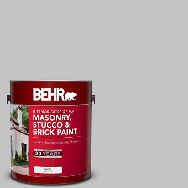 BEHR 1 gal. #N520-2 Silver Bullet Flat Interior/Exterior Masonry ...