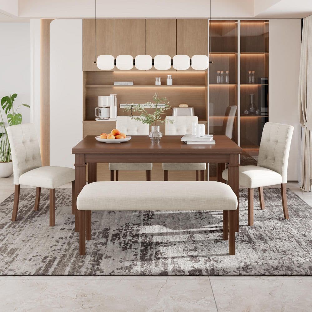 Noble House Sylvara Modern 6-Piece Rectangle MDF Top Dining Table Set ...
