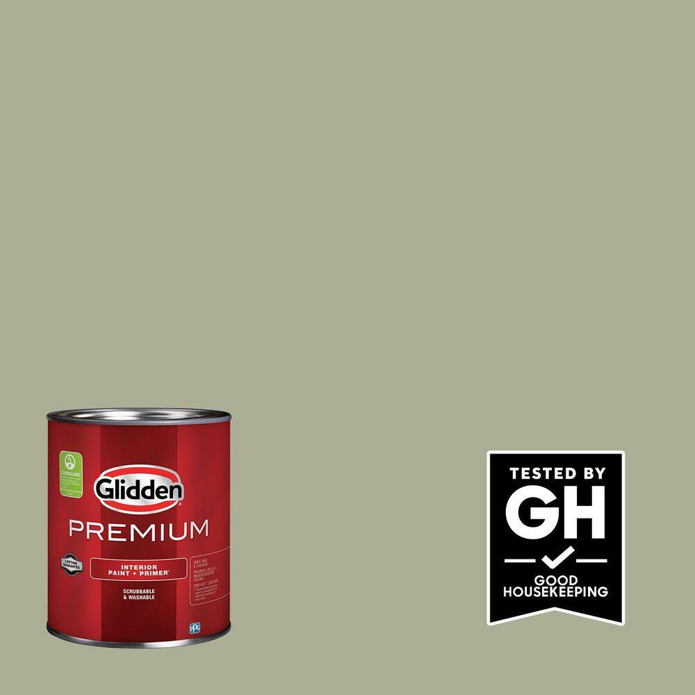 Glidden Premium 1 qt. PPG1125-4 Olive Sprig Satin Interior Latex Paint ...