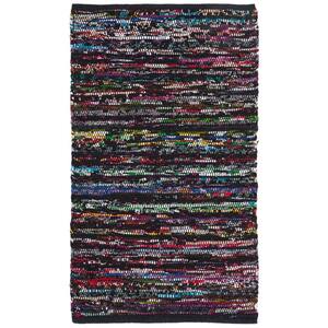 SAFAVIEH Rag Rug Black/Red 8 ft. x 10 ft. Striped Area Rug RAR250G-8 ...