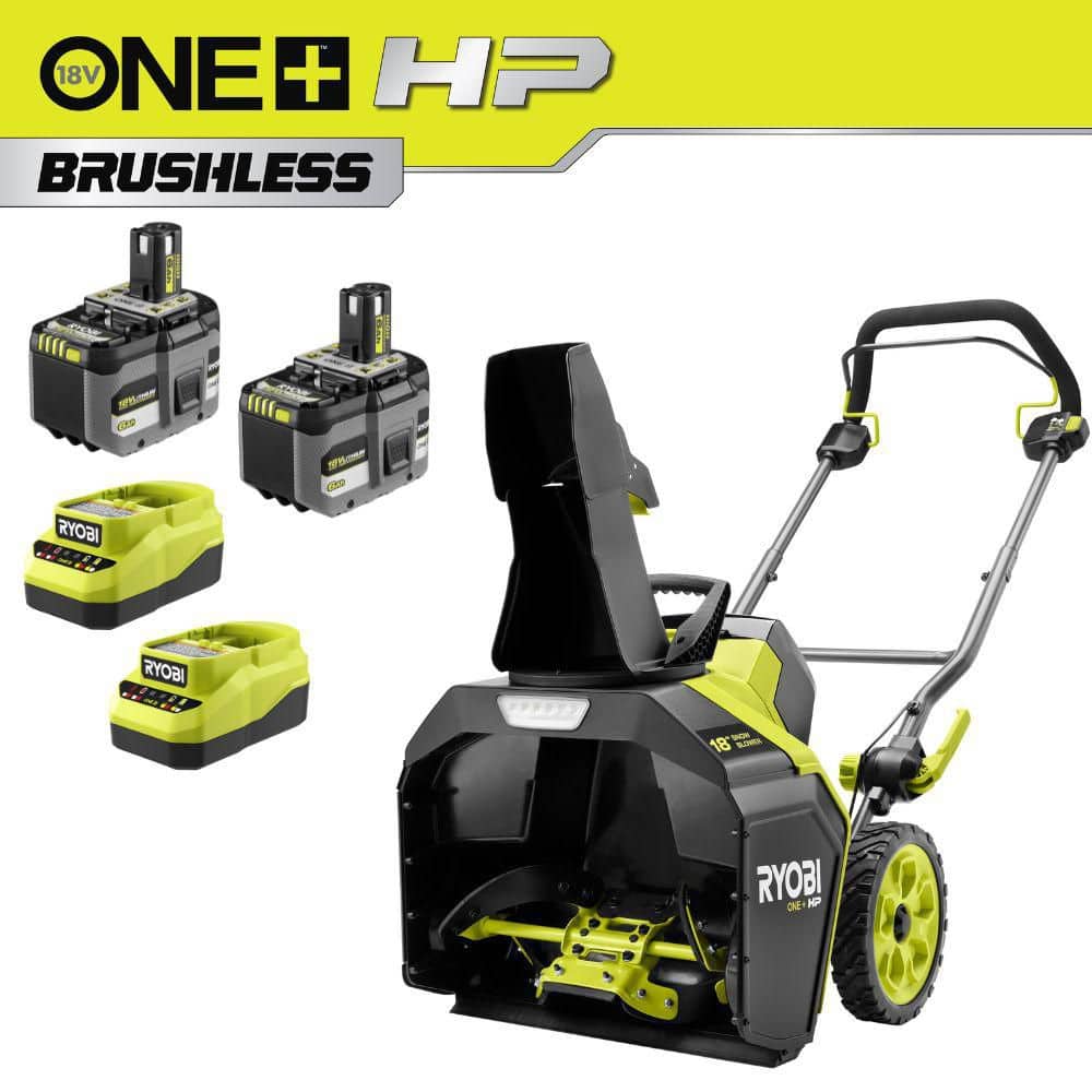 RYOBI 18V HP Brushless 18 in. Single-Stage Cordless Electric Snow ...