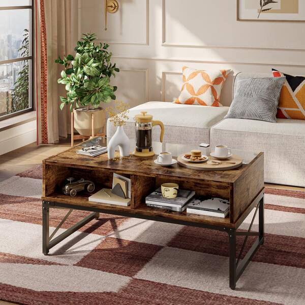 Rustic Living Room Coffee Table With Full Storage