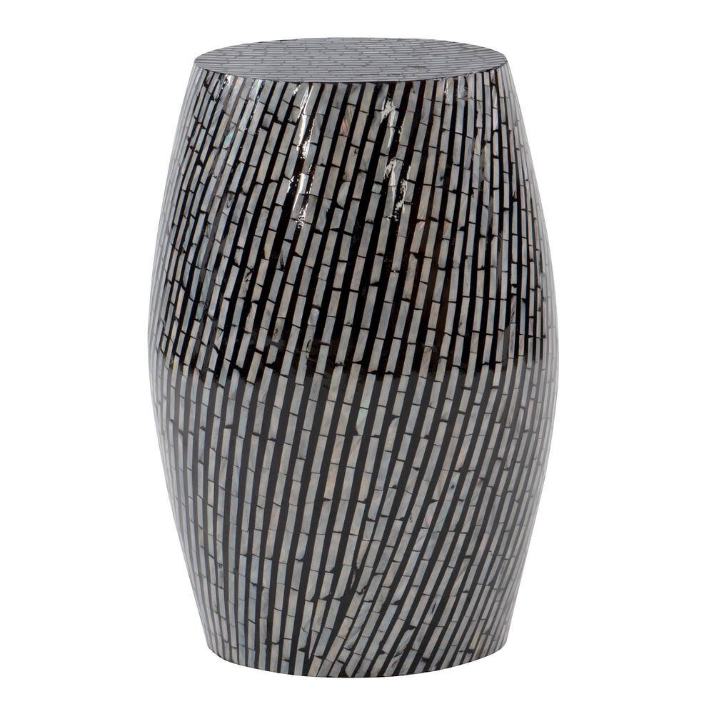 Linon Home Decor Jaynie Black and White Zebra Pattern Capiz Shell Drum ...