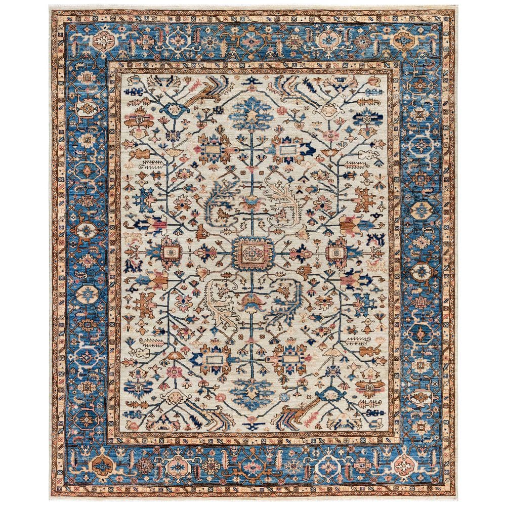 Chloe & Olivia Home Serapi Light Gray 8 ft. x 10 ft. Tribal Wool Indoor ...