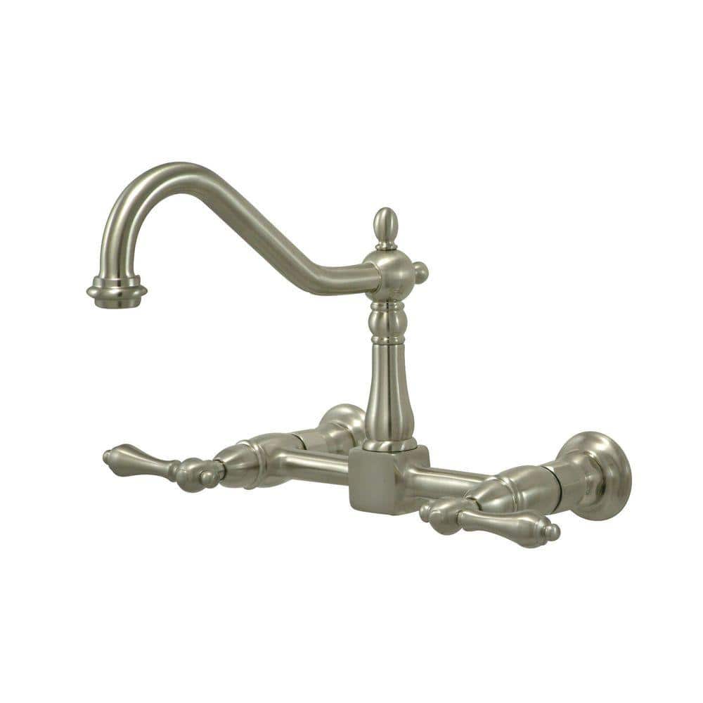 Kingston Brass Victorian Solid Lever 2-Handle Wall-Mount Kitchen Faucet ...