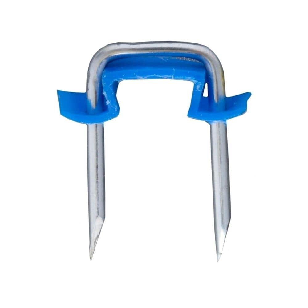 Briscon 1 in. x 1/2 in. Blue Plastic Insulated Staples for Cable (500 ...