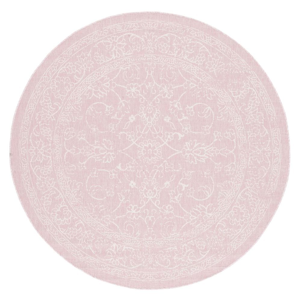SAFAVIEH Courtyard Soft Pink/Ivory 7 ft. x 7 ft. Border Floral Scroll ...