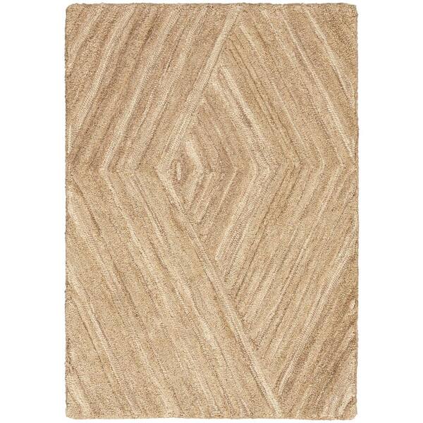 Nourison Graceful Taupe 4 ft. x 6 ft. Geometric Contemporary Area Rug ...