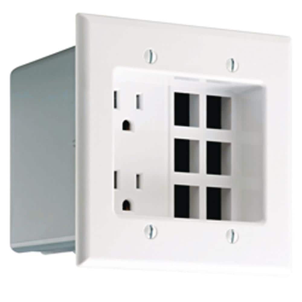 Leviton 2-Gang White Duplex Outlet/QuickPort Plate Recessed Device 690 ...