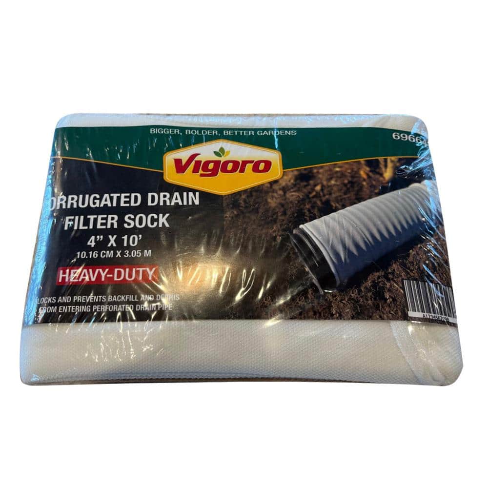 Vigoro 4 in. x 10 ft. Drainage Filter Sock 84-04DS-10 - The Home Depot