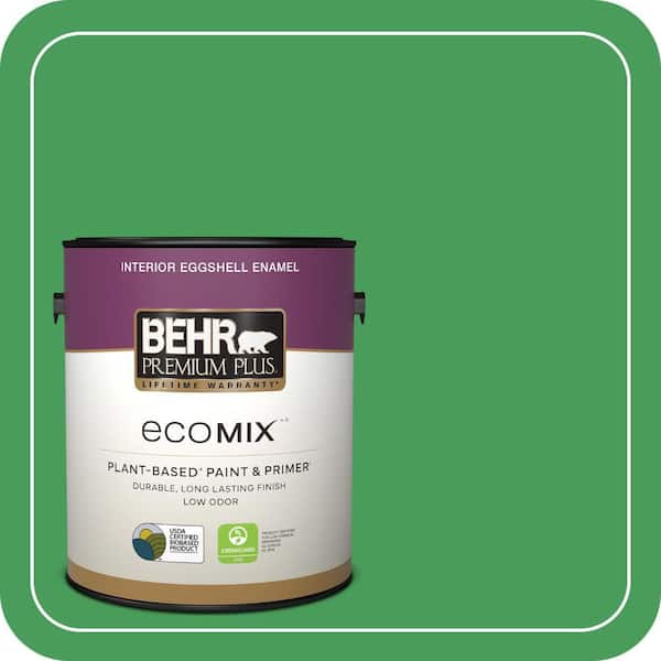 BEHR PREMIUM PLUS 1 gal. #P400-6 Clover Patch Eggshell Enamel EcoMix ...