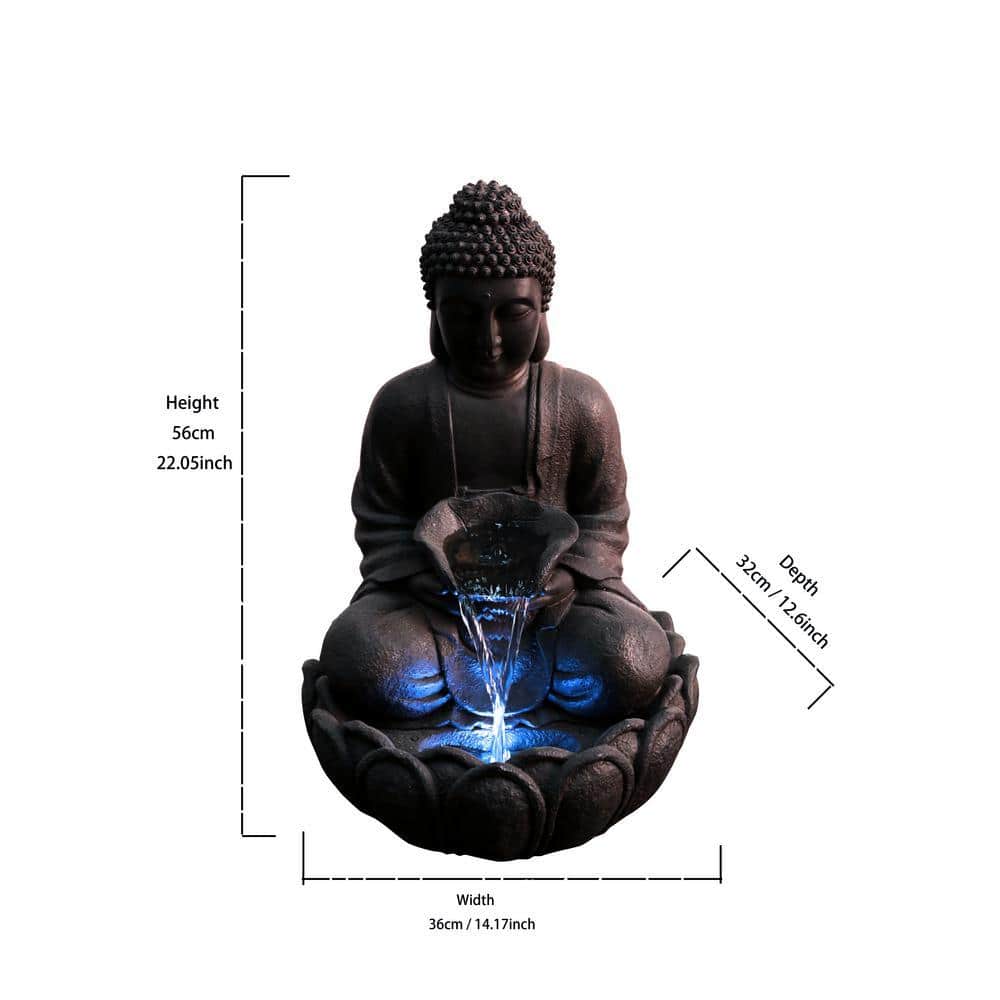 HI-LINE GIFT LTD. Meditating Buddha Waterfall Fountain With LED 79567 ...