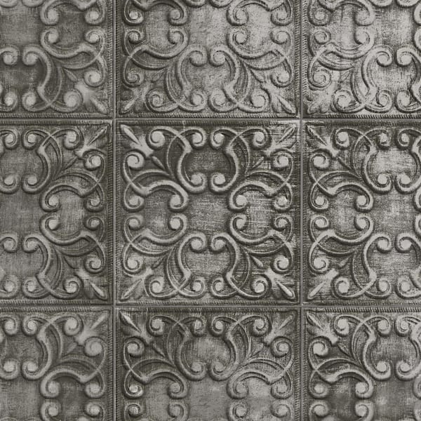 Merola Tile Victorian Tin Iron 17 in. x 17 in. Porcelain Wall Tile (12. ...