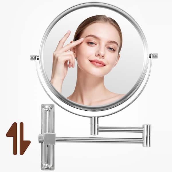 INSTER 8 in. W x 8 in. H Round 1X/10X Magnifying Mirror Wall-Mount ...