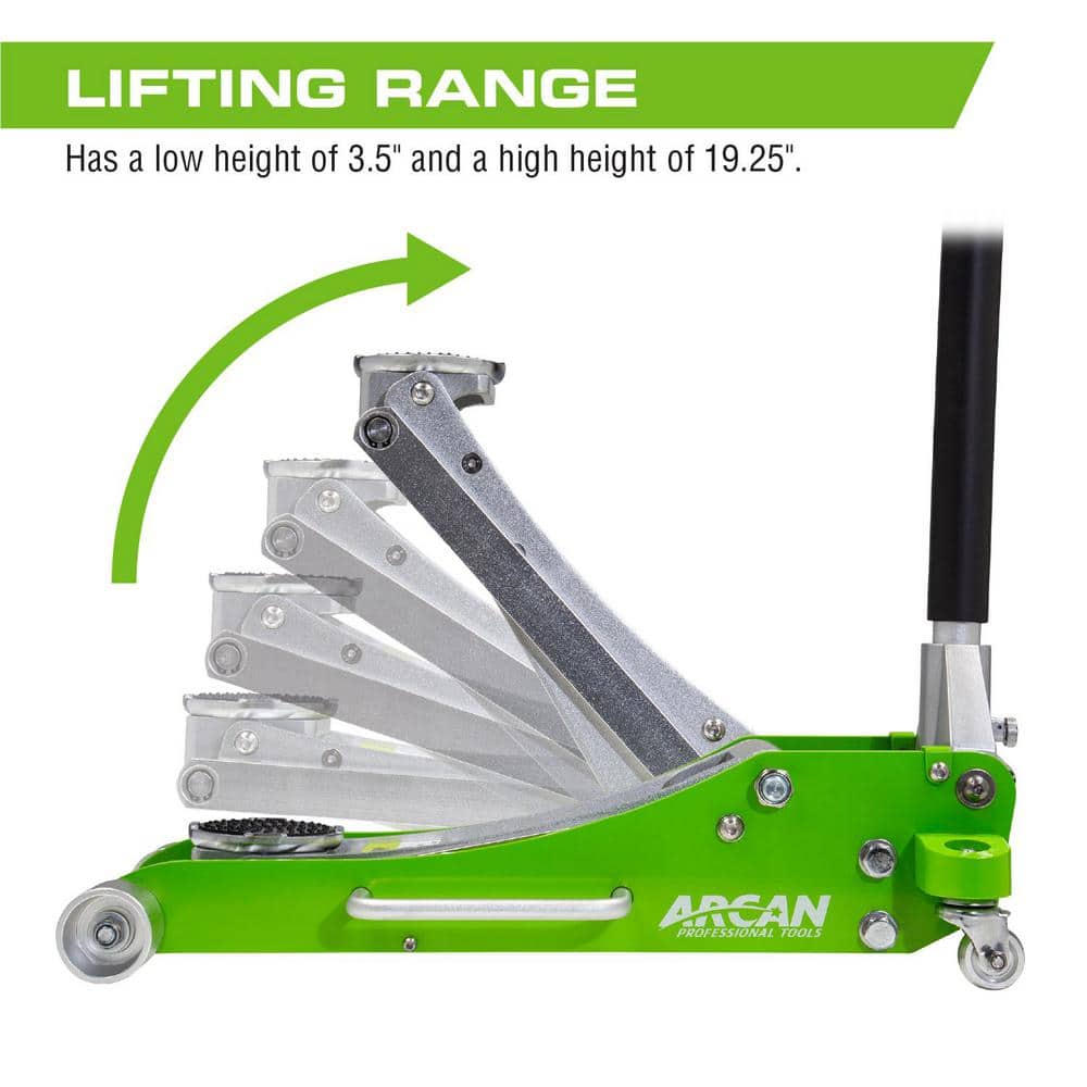 Arcan A20017 2-Ton Lightweight Aluminum Floor And Car Jack With Quick ...