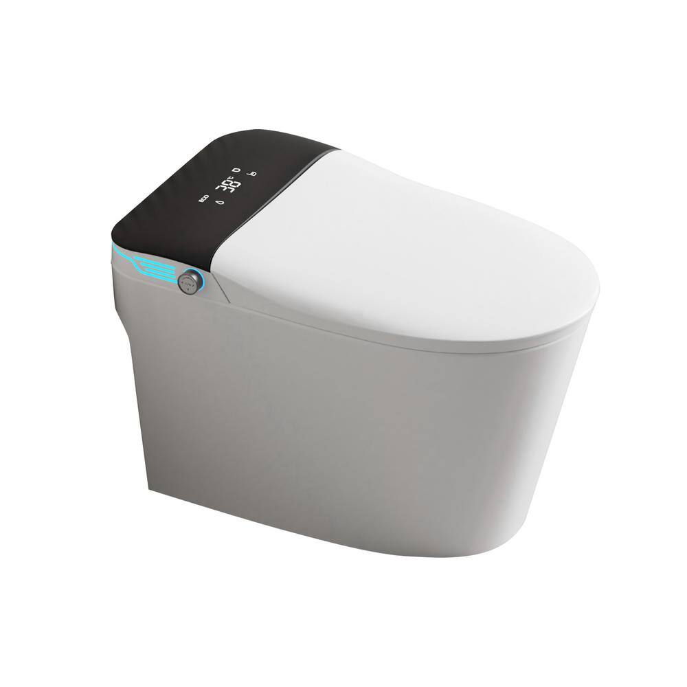 WELLFOR Elongated Smart Bidet Toilet 1.28 GPF in White w/Voice Control ...