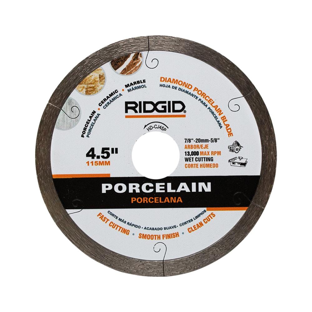 RIDGID 4.5 in. Continuous Rim Porcelain Diamond Blade HD CJ45P The Home Depot