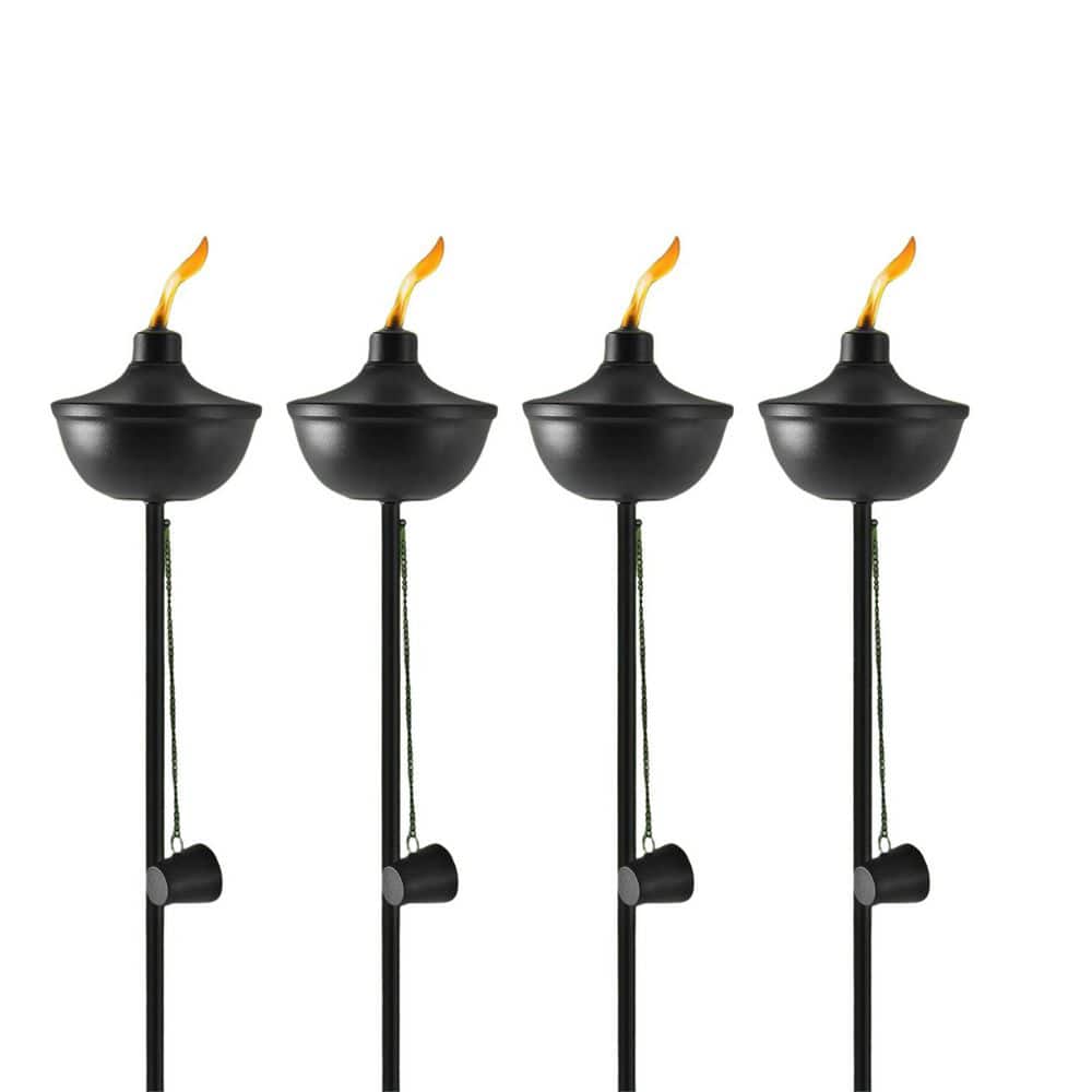 Misopily Large Capacity Metal Citronella Torches 55-Inch with 3-Prong ...