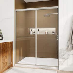 FORCLOVER 48 in. W x 70 in. H Double Sliding Semi-Frameless Shower Door ...