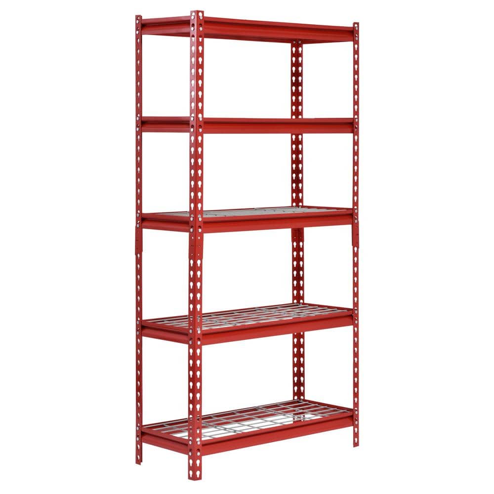 Muscle Rack 5-Tier Boltless Steel Garage Storage Shelving in Red (30 in ...