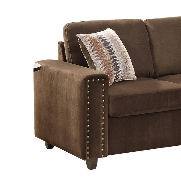 Acme Furniture Belville 79 in. W Square Arm 2-Piece Velvet L Acme Furniture Belville 79 in. W Square Arm 2-Piece Velvet L