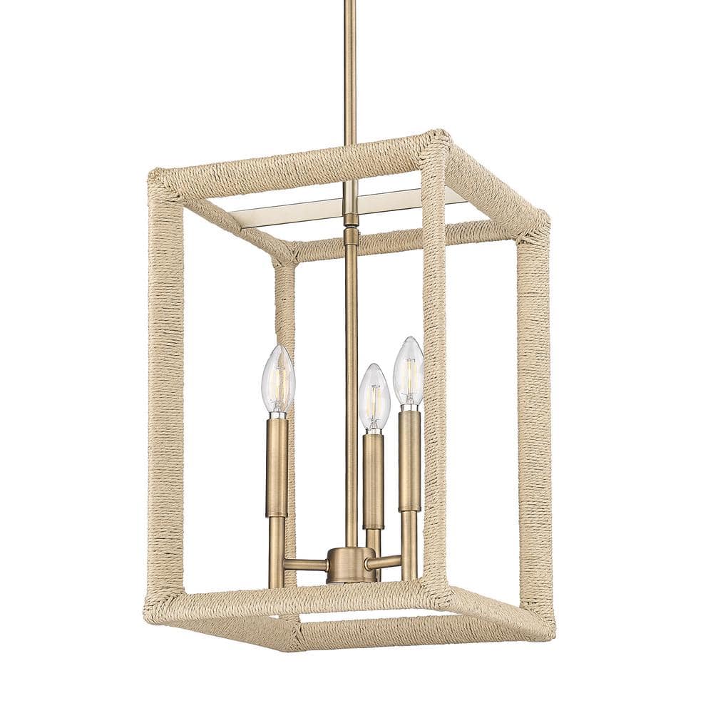 Golden Lighting Kimber 60-Watt 3-Light Modern Brass Pendant Light with ...