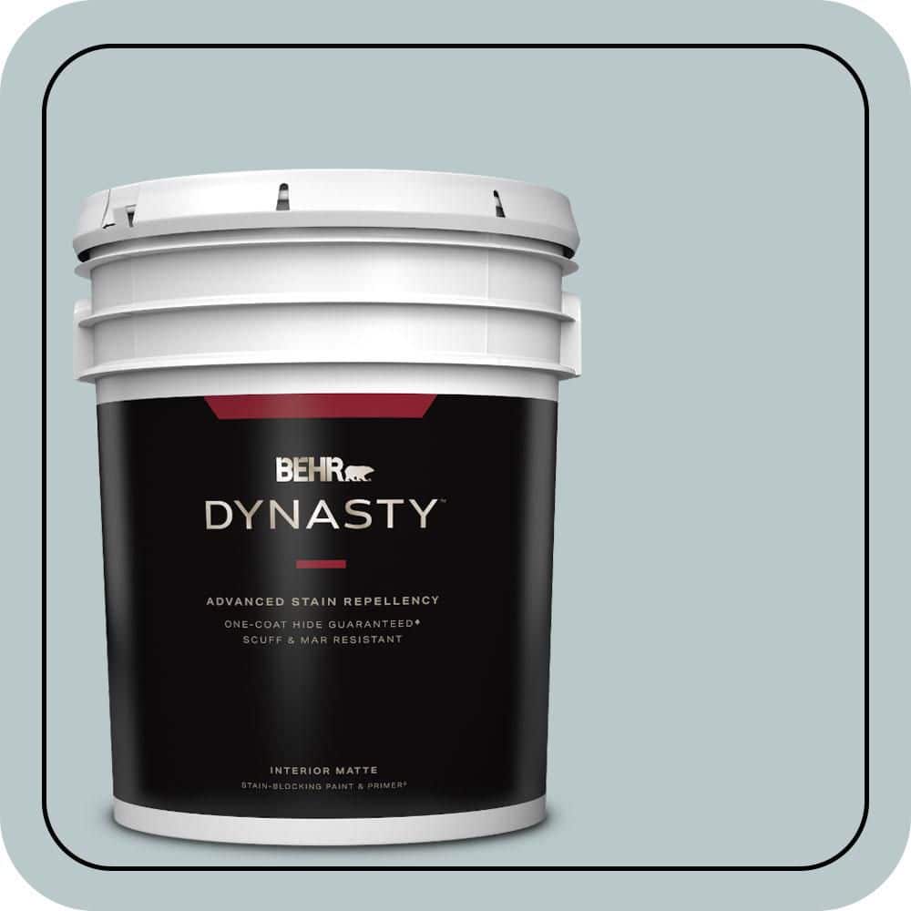 BEHR DYNASTY 5 Gal. #N470-2A Dusted Blue Matte Interior Stain-Blocking ...