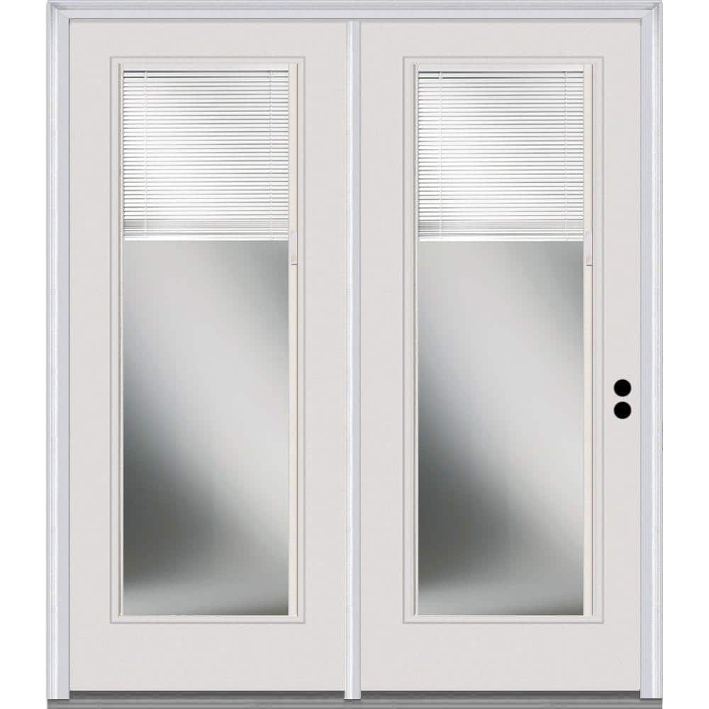 MMI DOOR 75 in. x 81.75 in. Clear Glass Internal Blinds Fiberglass ...