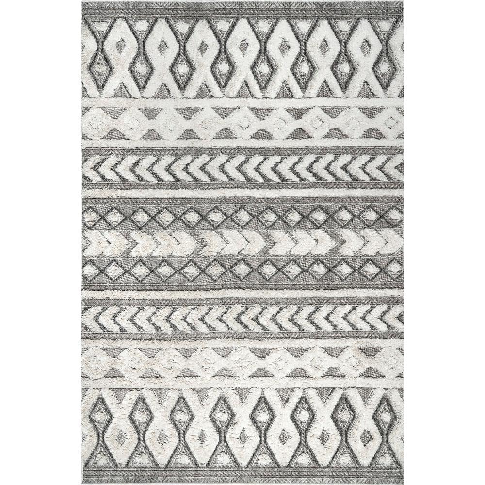 nuLOOM Rebecca High Low Textured Shaggy Gray 4 ft. x 6 ft. Area Rug ...