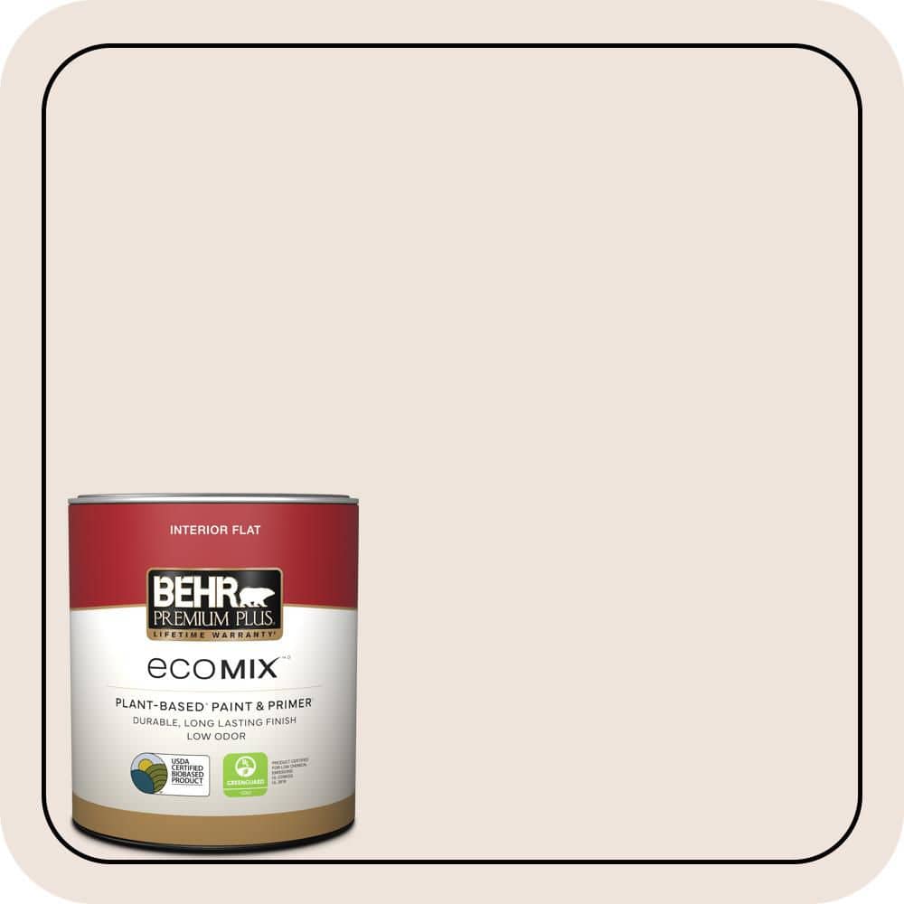 BEHR PREMIUM PLUS 1 qt. #ICC-33 Soft Feather Flat EcoMix Plant-Based ...
