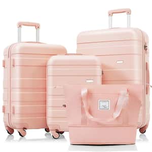Merax 3-Piece Pink 20"24"28" Expandable ABS Spinner Luggage Set with ...