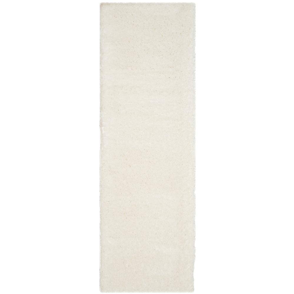 SAFAVIEH Indie Shag Cream 2 ft. x 7 ft. Solid Runner Rug SGI320A-27 ...