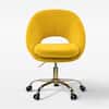 JAYDEN CREATION Savas Yellow Upholstered 18 in.-21 in. H Adjustable ...
