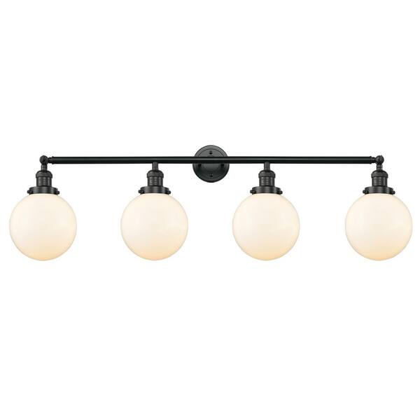 Innovations Beacon 44 in. 4-Light Matte Black Vanity Light with Glass ...