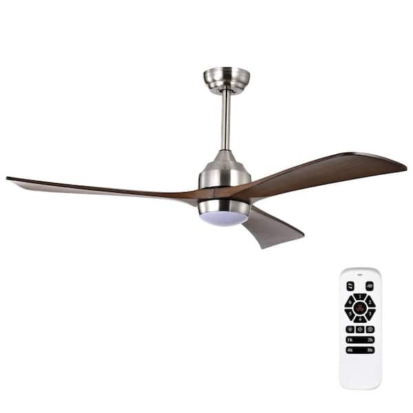 Shinevoy 52 in. Indoor Sand nickel color Ceiling Fan with Light Kit and ...
