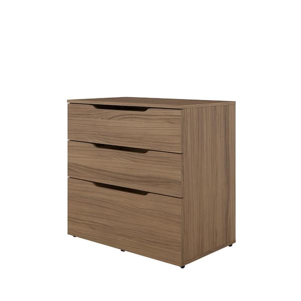 Nexera Arobas Nutmeg Decorative Lateral File Cabinet with 3-Drawers 600362