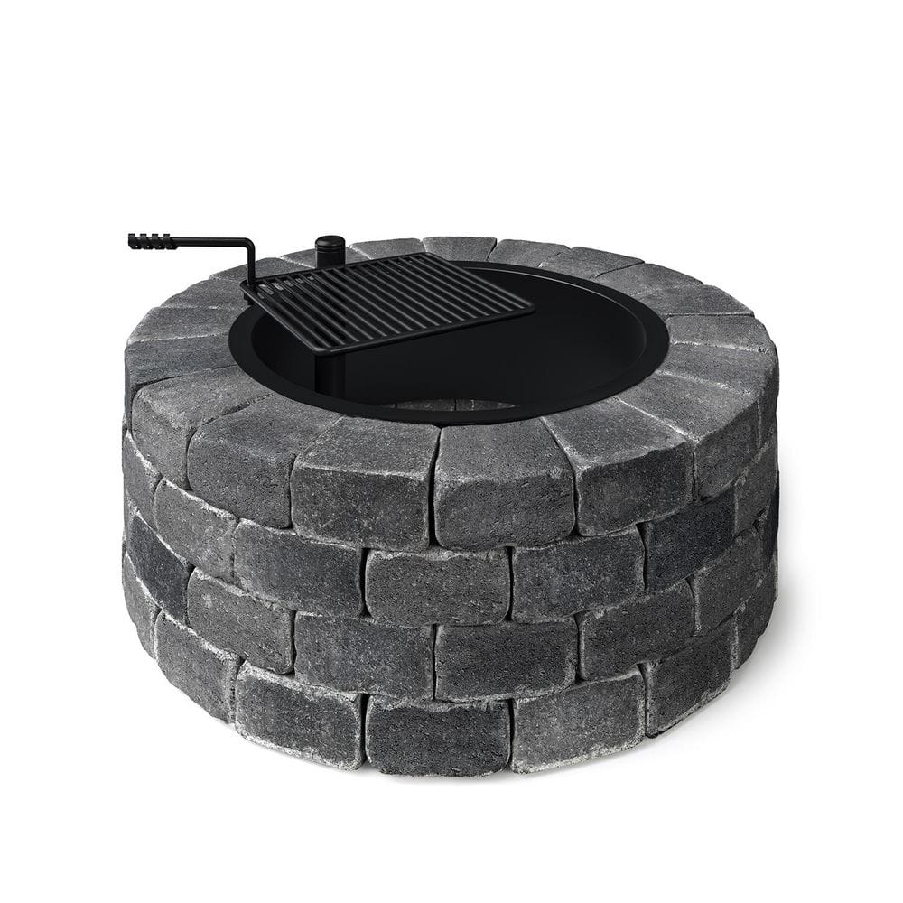 Necessories Grand 4-Course 48 in. W x 16 in. H Round Concrete Wood ...