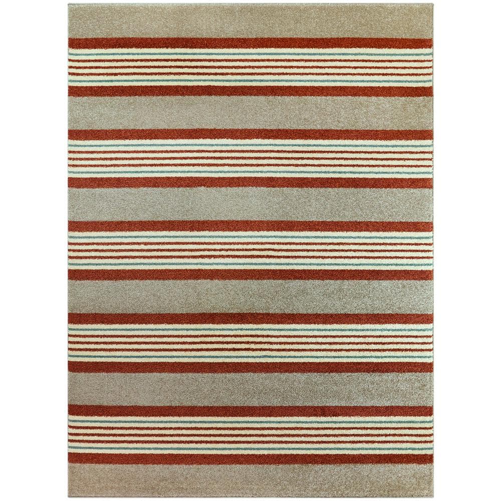 StyleWell Leander Tan 8 ft. x 10 ft. Striped Area Rug 3005941 - The ...