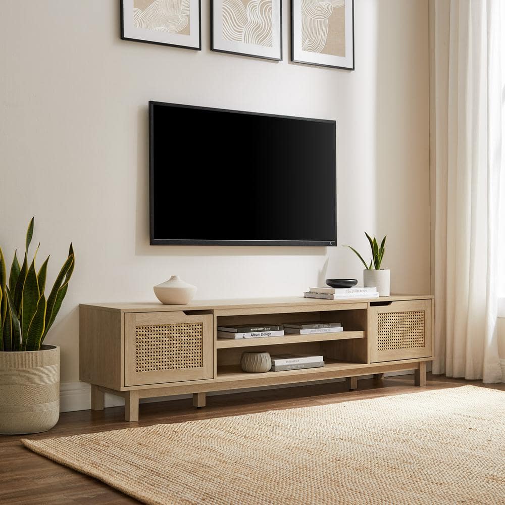 Walker Edison Furniture Company 70 in. Modern Coastal Oak Wood TV Stand ...