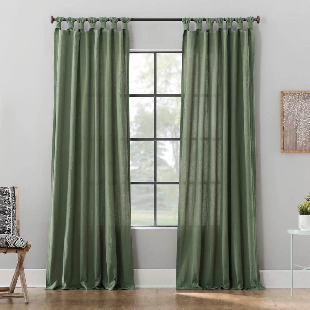 Sun Zero Sarro Washed Cotton Moss Green Cotton 52 in. W x 63 in. L Tab ...